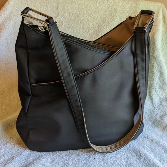 None | Bags | Black Nylon Shoulder Purse With Unique Pockets | Poshmark